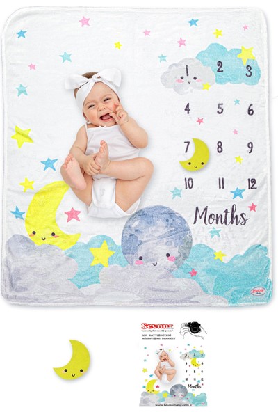 Sevnur Baby Bulutlu Peluş Bebek Yeni Doğan Aylık Fotoğraf Çekim Anı Örtüsü