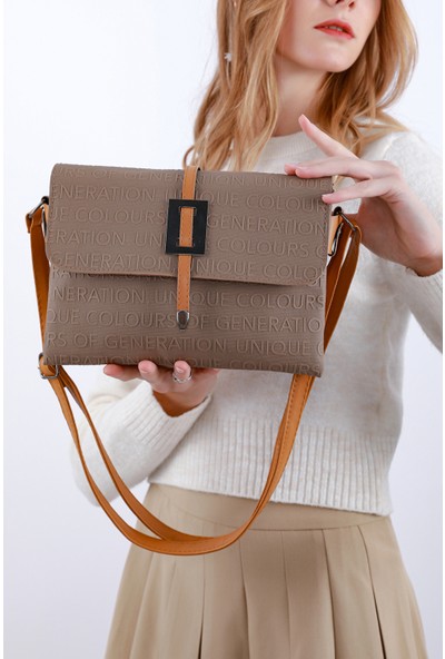 Madamra Koyu Vizon Kadın Desenli Çok Gözlü Çanta