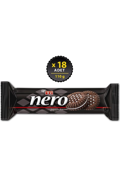 Eti Nero Kakaolu Kremalı Bisküvi 110 g x 18 Adet Eti Nero Kakaolu Kremalı Bisküvi 110 g x 18 Adet