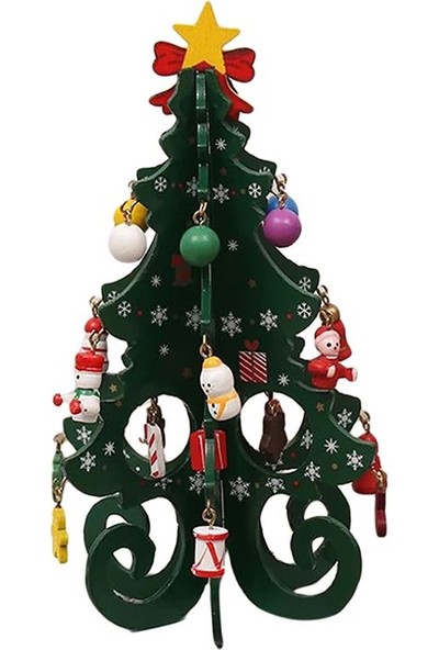 Ginson 3D Ahşap Yılbaşı Ağacı Yeşil (Yurt Dışından)