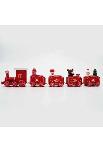 Ginson 3D Ahşap Tren Yılbaşı Oyuncağı Kırmızı (Yurt Dışından)