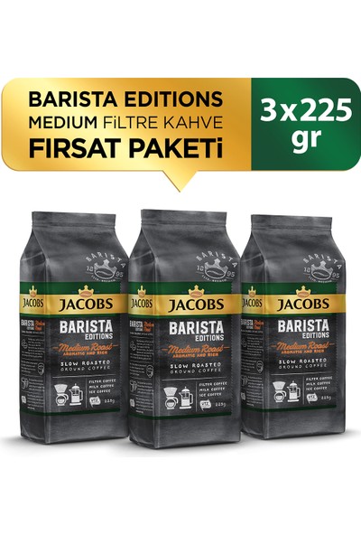 Jacobs Barista Editions Medium Filtre Kahve Fırsat Paketi 225 gr x 3 Adet Jacobs Barista Editions Medium Filtre Kahve Fırsat Paketi 225 gr x 3 Adet