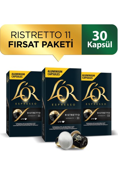 L'or - Ristretto - Intensity 11 - Nespresso Uyumlu Kapsül Kahve Fırsat Paketi 10 x 3 Paket (30 Adet) L'or - Ristretto - Intensity 11 - Nespresso Uyumlu Kapsül Kahve Fırsat Paketi 10 x 3 Paket (30 Adet)