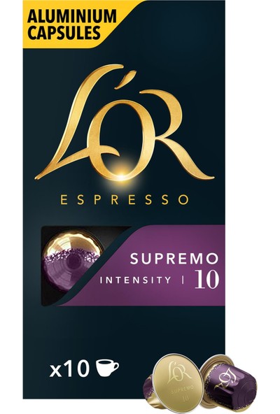 L'or - Supremo - Intensity 10 - Nespresso Uyumlu 10 Adet Alüminyum Kapsül Kahve L'or - Supremo - Intensity 10 - Nespresso Uyumlu 10 Adet Alüminyum Kapsül Kahve