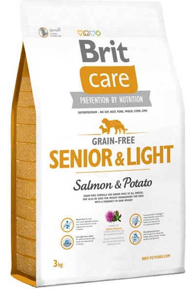 Brit Care Senior Light Tahılsız Somonlu Yaşlı Diyet Köpek Maması 3 kg Brit Care Senior Light Tahılsız Somonlu Yaşlı Diyet Köpek Maması 3 kg