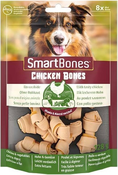 Smart Bones Smartbones Tavuklu Düğüm Köpek Ödül Kemiği Mini 8 Adet 128 gr Smart Bones Smartbones Tavuklu Düğüm Köpek Ödül Kemiği Mini 8 Adet 128 gr