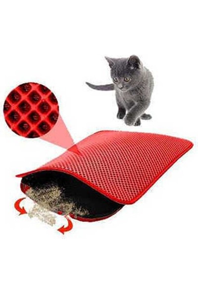 Petzz Elekli Kedi Kumu Paspası 60X45 cm Kırmızı Petzz Elekli Kedi Kumu Paspası 60X45 cm Kırmızı