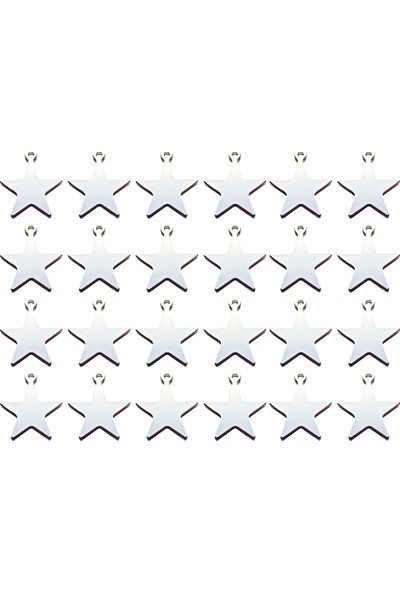 Subu Takı 24 Adet Nikel Kaplamalı Yıldız Takı Pulu Orta Boy 18X16 mm