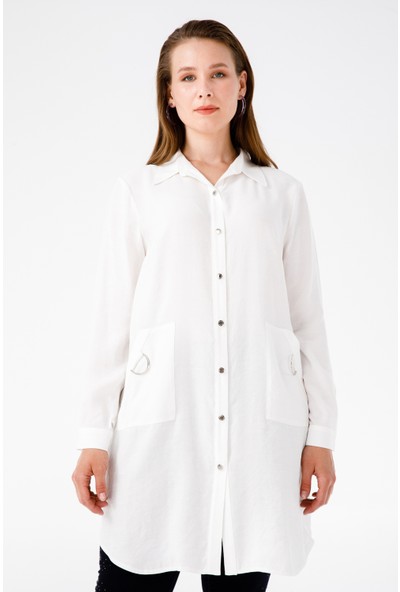 Ekol Yakalı Önden Çıtçıtlı Tunik