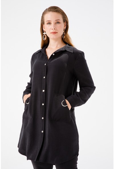 Ekol Yakalı Önden Çıtçıtlı Tunik