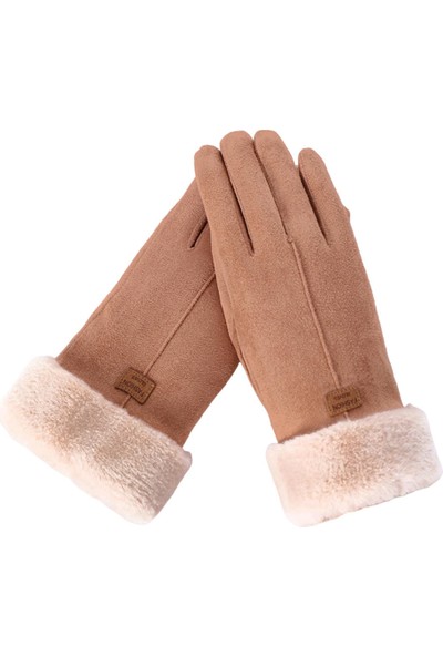 Baosity Kadın Eldiven Tam Parmak Mittens Kış Rüzgar Geçirmez Eldiven Bisiklet Yürüyüş Haki Için Haki