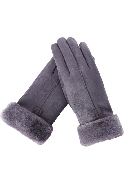 Baosity Kadın Eldiven Tam Parmak Mittens Kış Rüzgar Geçirmez Eldiven Bisiklete Binme Gri Gri