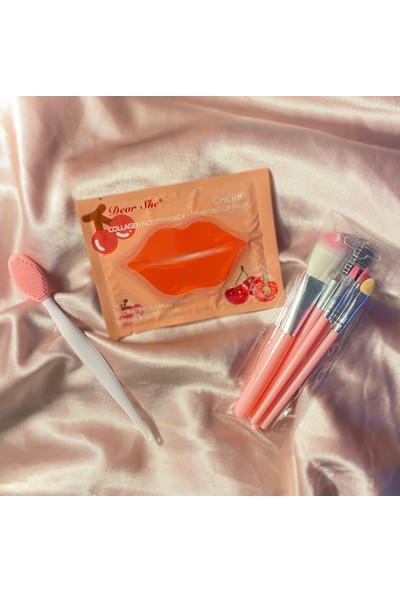 Buenas Jel Kolajen Hyalüronik Asit & Gliserin Dudak Maske Peeling Makyaj Fırça Set