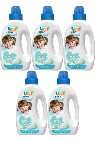 Uni Baby Sıvı Çamaşır Deterjanı 1500ML Aktif (Mavi) (5 Li Set) Uni Baby Sıvı Çamaşır Deterjanı 1500ML Aktif (Mavi) (5 Li Set)