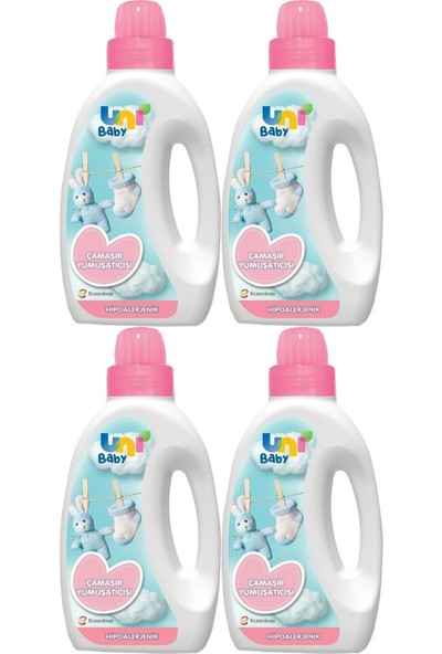Uni Baby Çamaşır Yumuşatıcı 1500ML Hassas Ciltler Için/hipoalerjenik (Pembe) (4 Lü Set)
