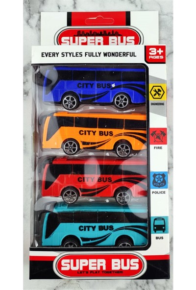 Can Oyuncak 4'lü Super Bus Otobüs Seti Can Oyuncak 4'lü Super Bus Otobüs Seti