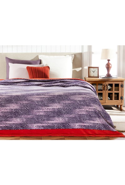 Madame Coco Fealty Çift Kişilik Baskılı Welsoft Battaniye - Mor