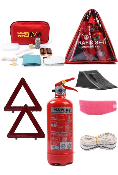 Kkdavm Üçgen Trafik ve Ilk Yardım Seti Ekonomik - Karayollarına Uygun Trafik Seti