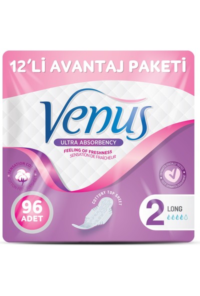 Venüs Hijyenik Ped Uzun 96 Adet (12 Paket)