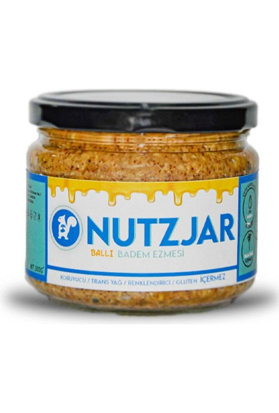 Nutzjar Parçacıklı Ballı Badem Ezmesi 300 gr Nutzjar Parçacıklı Ballı Badem Ezmesi 300 gr