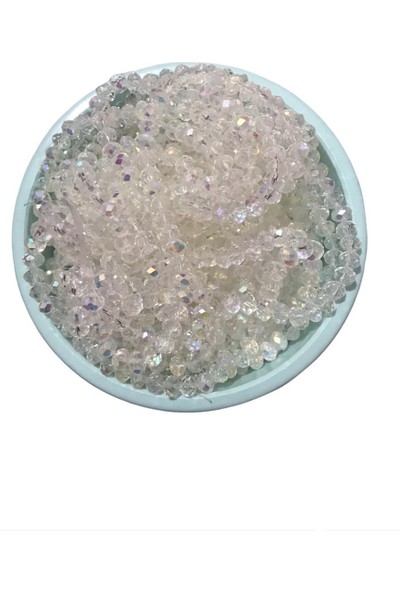 Sanal Bujiterim 4 mm Şeffaf Beyaz Kristal Boncuk 100 Adet Sanal Bujiterim 4 mm Şeffaf Beyaz Kristal Boncuk 100 Adet