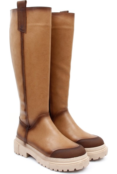 Gönderi(R) Yuvarlak Burun Topuklu Fermuarlı Kadın Günlük Çizme 3301