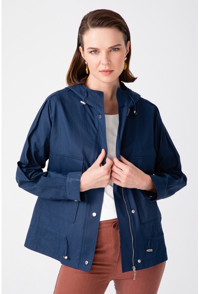 Ekol Kapüşonlu Kısa Trençkot