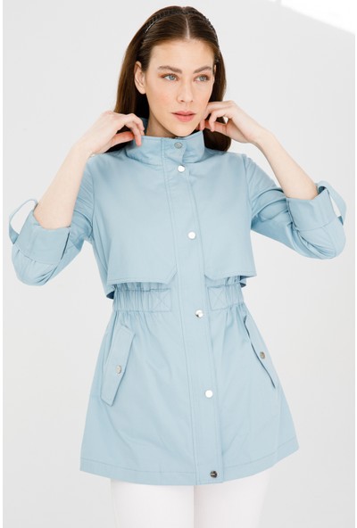 Ekol Dik Yaka Fermuarlı Trençkot