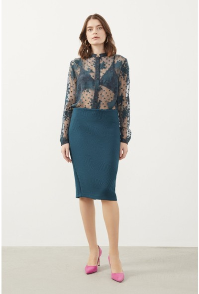 Just Like You Petrol Yeşili Streç Mini Etek