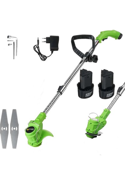 Sturdy 48 V 6 Amp Çift Akülü Tekerlekli Ot Çim Çalı Biçme Tırpanı Teleskopik Uzatmalı Sturdy 48 V 6 Amp Çift Akülü Tekerlekli Ot Çim Çalı Biçme Tırpanı Teleskopik Uzatmalı