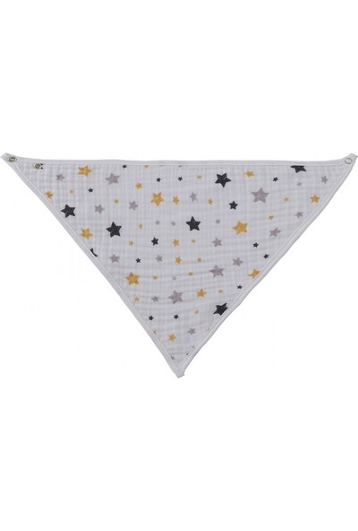Merbasita Beyaz Yıldız Baskılı Müslin Bandana Önlük 25X40 cm (4 Adet)