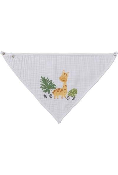Merbasita Beyaz Zürafa Baskılı Müslin Bandana Önlük 25X40 cm (4 Adet)