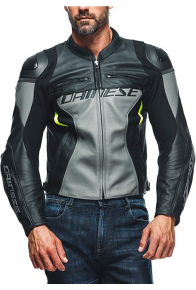 Daınese Racıng 4 Leather Deri Kömür-Gri Siyah