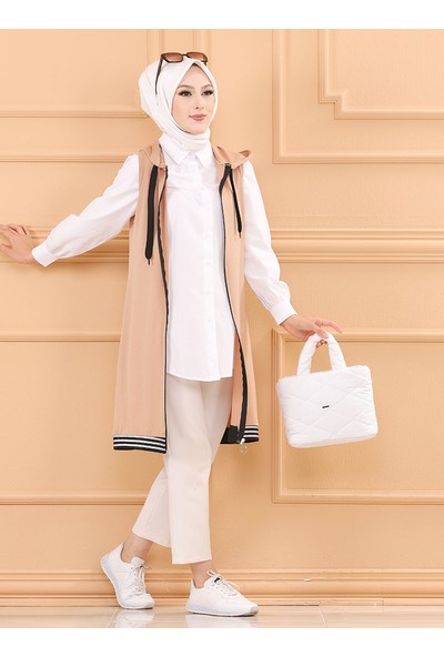 Tofisa Fermuarlı Yelek - Vizon - Tofisa