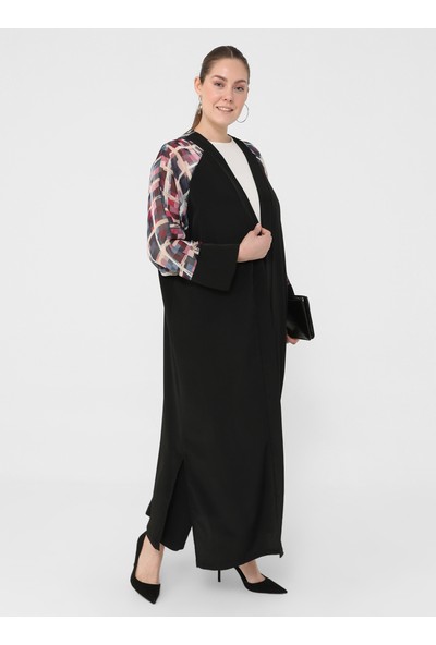 Alia Büyük Beden Ekose Desenli Ferace - Siyah - Alia Alia Büyük Beden Ekose Desenli Ferace - Siyah - Alia