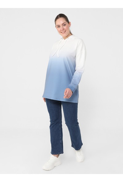 Alia Büyük Beden Kapüşonlu Tunik - Mavi - Alia