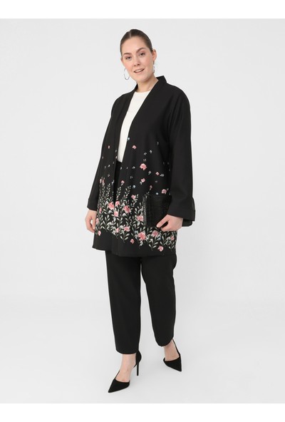 Alia Büyük Beden Kap&pantolon Ikili Takım - Siyah - Alia