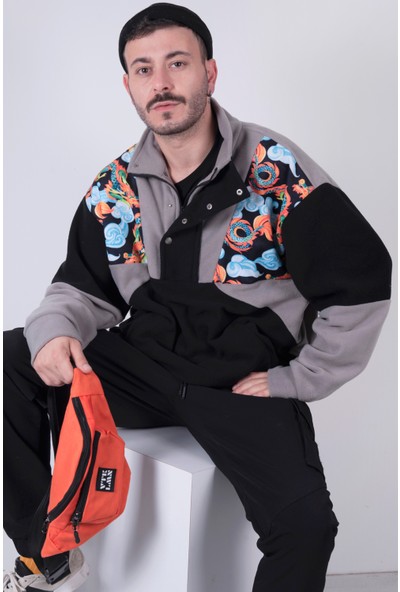 Vatkalimon Kadın Erkek Yarım Fermuarlı Ejder Desenli Polar Sweatshirt Vatkalimon Kadın Erkek Yarım Fermuarlı Ejder Desenli Polar Sweatshirt