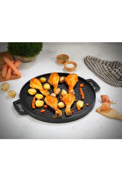 Taç Gravita Döküm Izgara ve Gözleme Tepsi 34CM Siyah Taç Gravita Döküm Izgara ve Gözleme Tepsi 34CM Siyah