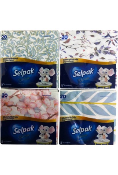 Selpak Deluxe Elegant Design Desenli Peçete 29,5 x 30 cm 20'li x 4