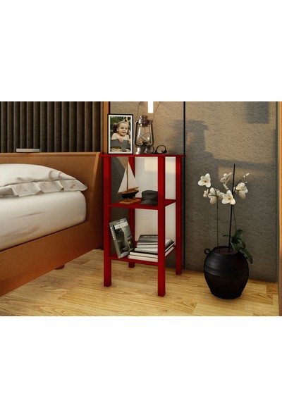 Ünüvar Konsept Ömer Dublin 2 Raflı Komodin Kırmızı
