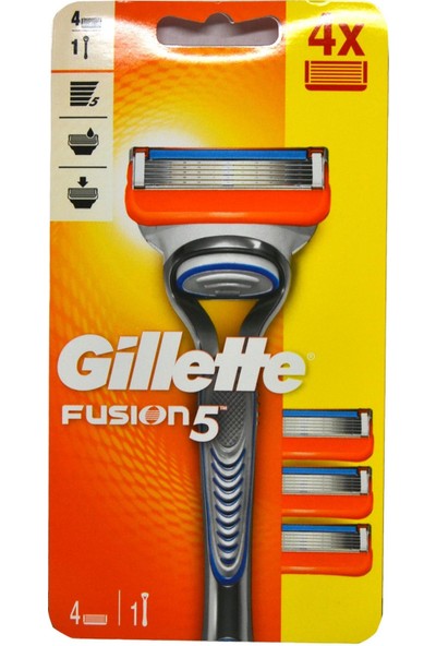 Gillette Fusion 5 Tıraş Makinesi + 4 Yedekli Tıraş Bıçağı Paketi 7702018556274 Tıraş Bıçağı