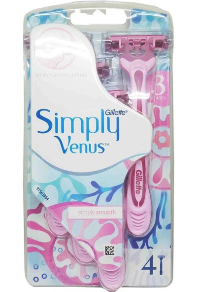 Gillette Venus Simply3 Kadın Tıraş Bıçağı 4'lü Yeni Blister Paket 7702018465675 Tıraş Bıçağı