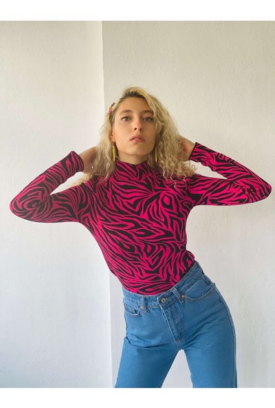 Retrobird Zebra Çelik Örgü Triko Kadın Fuşya