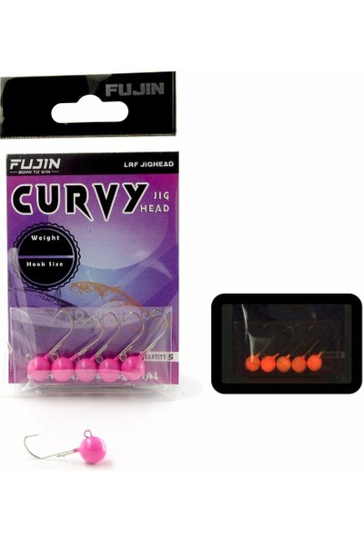 Fujin Curvy Pink Glow Jig Head 2,5 G. - 6 No. Fujin Curvy Pink Glow Jig Head 2,5 G. - 6 No.