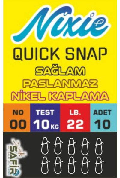 Safir Nixie Quick Snap (Sahte Balık Klipsi) 1 No. - 20 Kg.