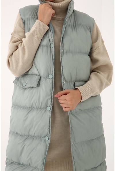 Çıtçıtlı Uzun Şişme Yelek