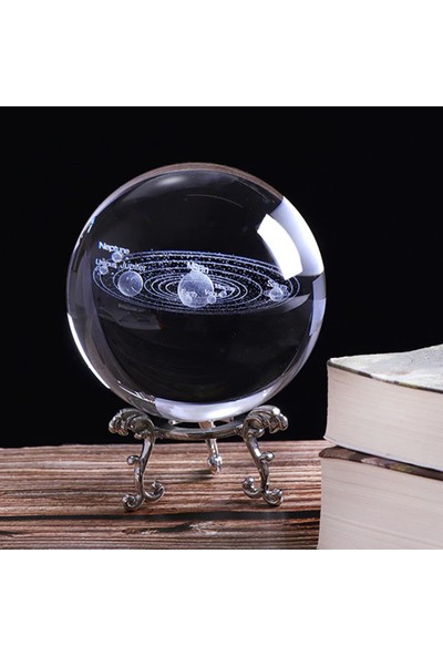 Hediyesahibi Dekoratif Metal Ayaklı Güneş Sistemi 3D Cam Küre