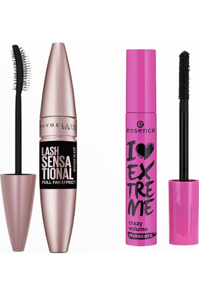 Maybelline Lash Sensational Intense Black Maskara ve Essence Crazy Maskara