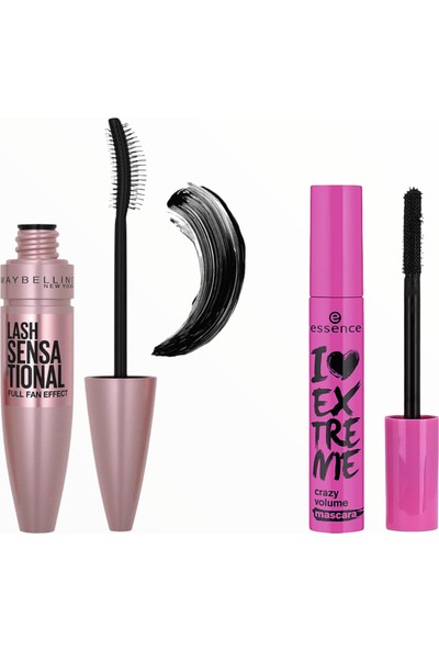Maybelline Lash Sensational Full Fan Effect Maskara ve Essence I Crazy Love Maskara